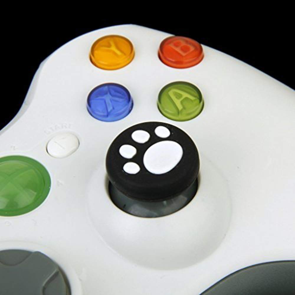 4 x Analog Silicone Thumbstick Joystick Grips Cap Cover Thumb Stick Caps Joy Stick Grips Cap Cover for PS5 / PS4 / PS3 / Xbox one/Xbox 360 / PS2 Controller (White Cat Dog Paw)