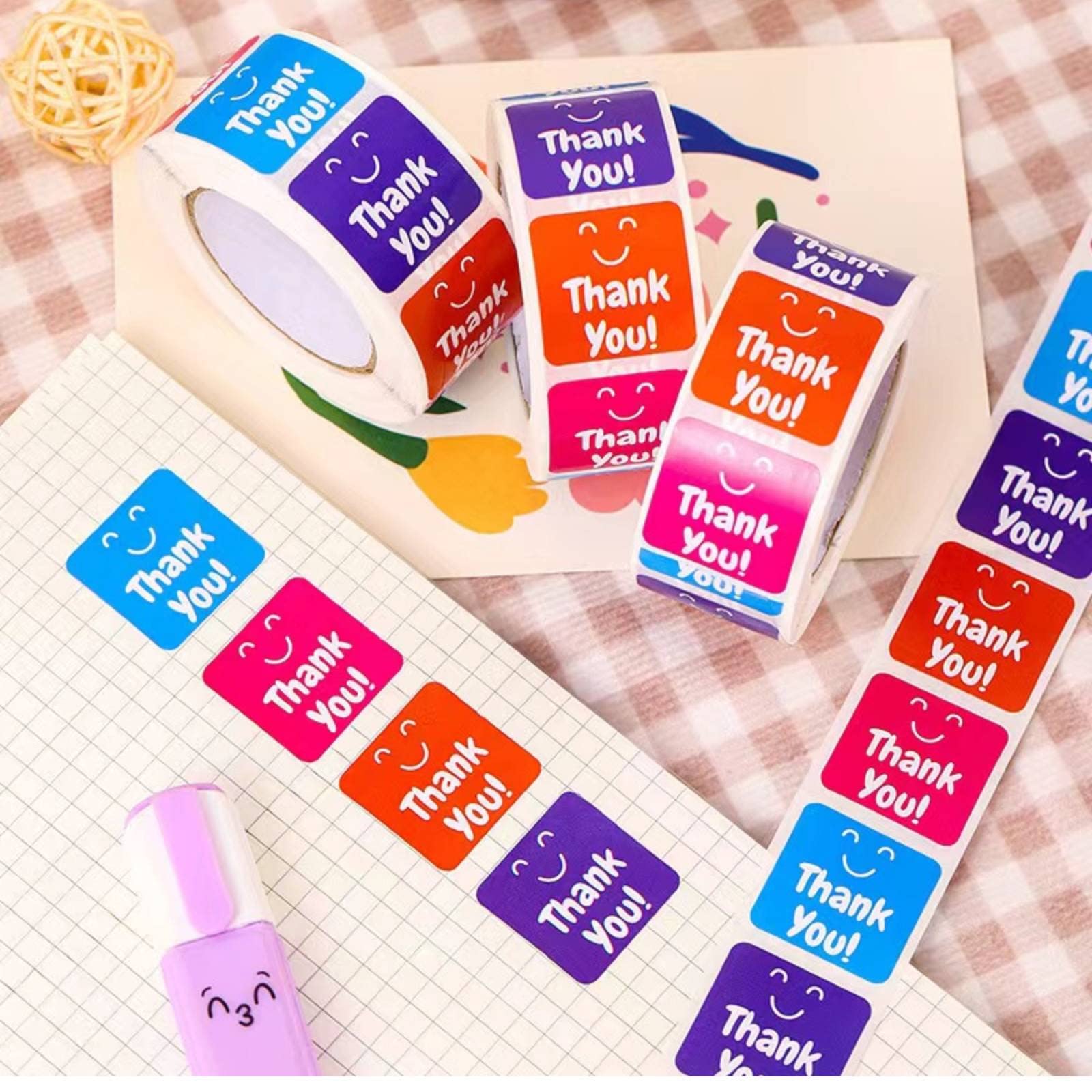 500PCS ๐๐ก๐๐ง๐ค ๐๐จ๐ฎ ๐๐ญ๐ข๐๐ค๐๐ซ - Envelope Seals 1.5 Inch Small Business Waterproof Sticker on Gift Boxes Bags Bouquets Envelopes Receipts