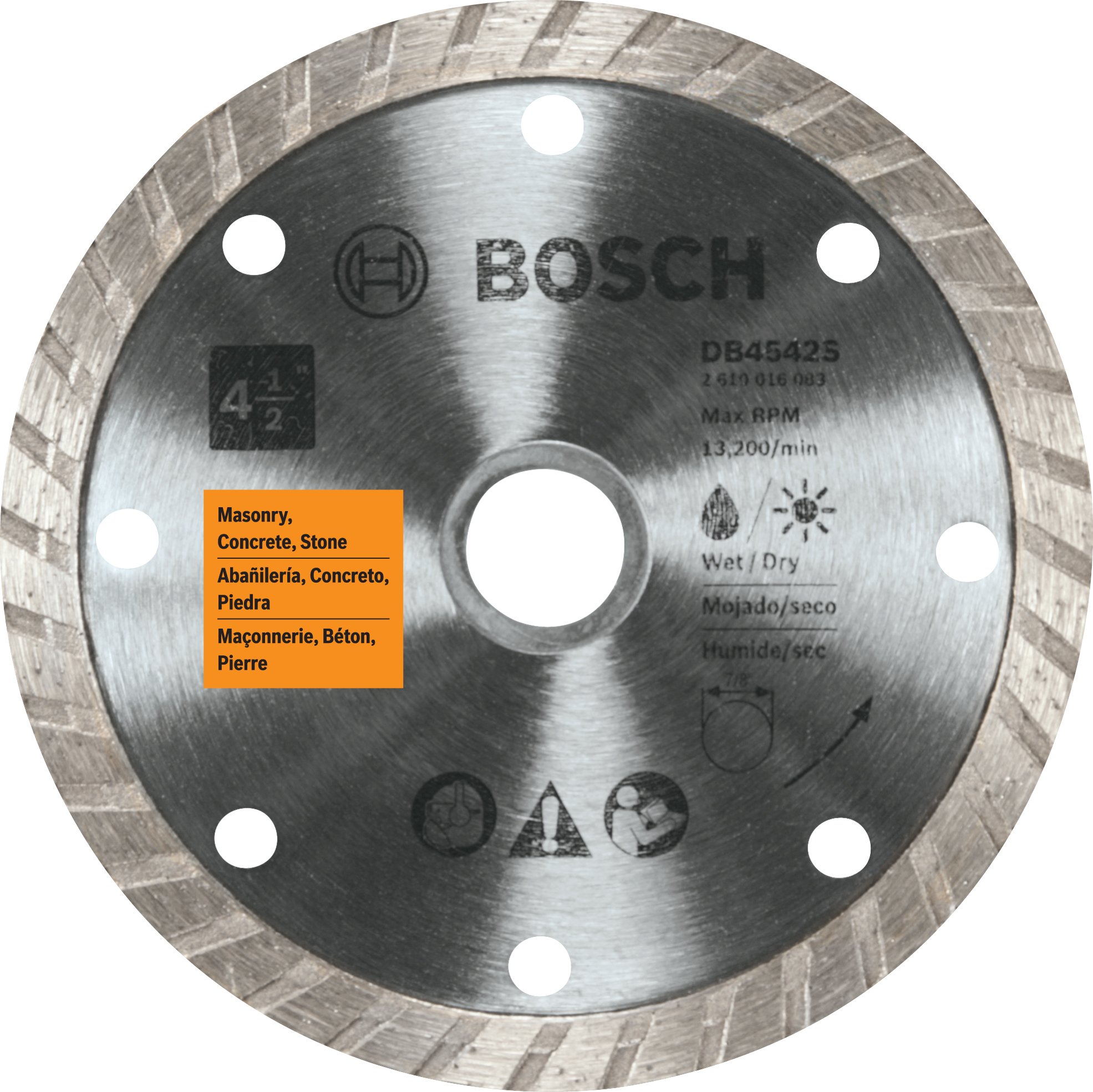 BOSCH 4-1/2 Inch Angle Grinder GWS8-45 with BOSCH DB4542S 4-1/2-Inch Turbo Rim Diamond Blade, Silver