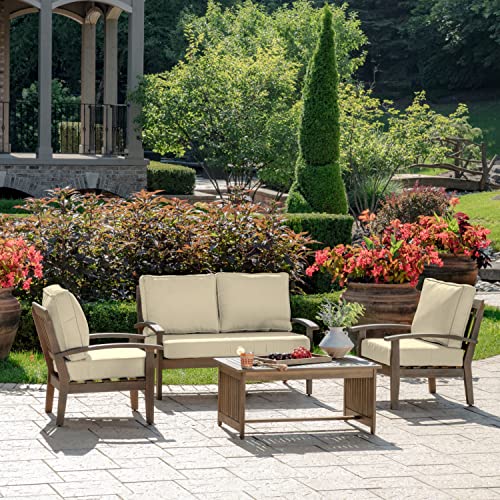 Arden Selections Outdoor Loveseat Cushion Set 46 x 26, Tan Leala