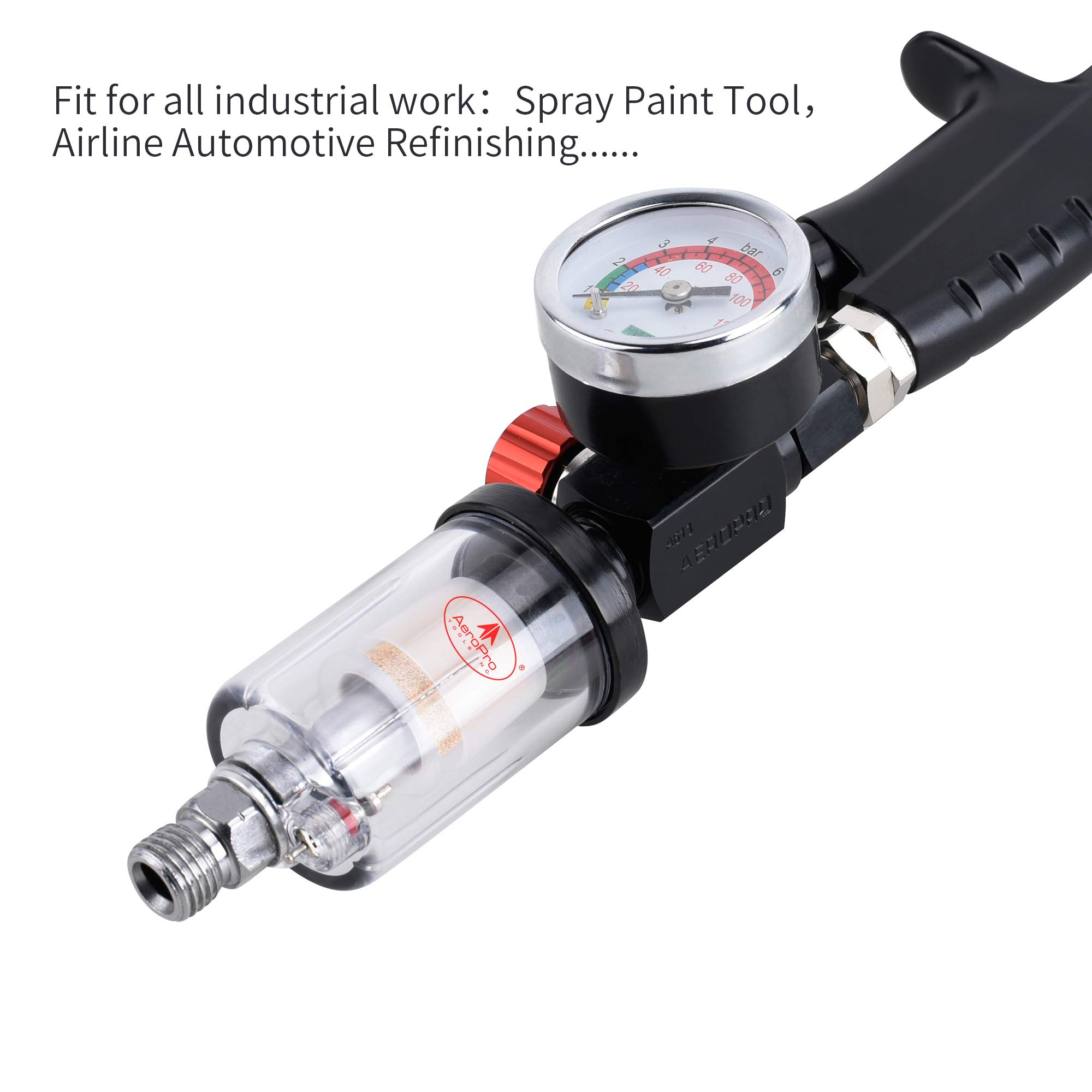 AEROPRO Tools Water Oil Separator for Pneumatic Spray Gun Air Tools Air Line 1/4 inch NPT Inlet and Outlet (1)