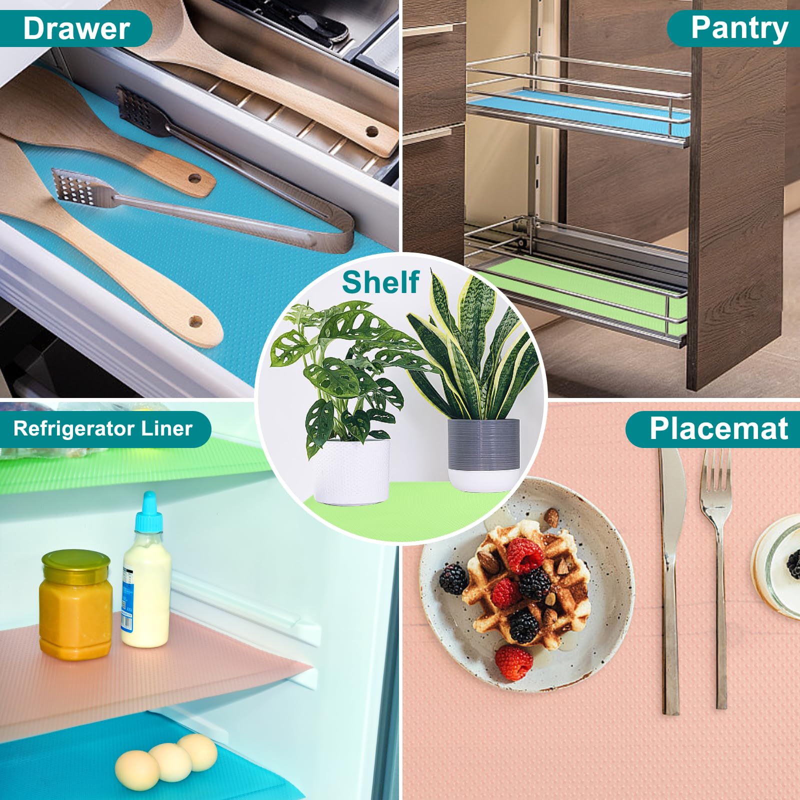 8 Pcs Refrigerator Liners for Shelves - Easy to Clean Fridge Liner Mats, Spill Protection Refrigerator Shelf Liners Drawer Liners, Nonslip Washable BPA-Free Refrigerator Mats
