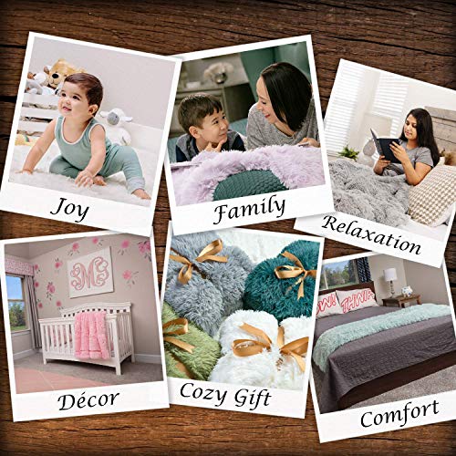 Chanasya Solid Faux Long Fur Throw Blanket - Soft, Fuzzy Throw Blanket - for Bed or Couch - 50" x 65β - Olive Green