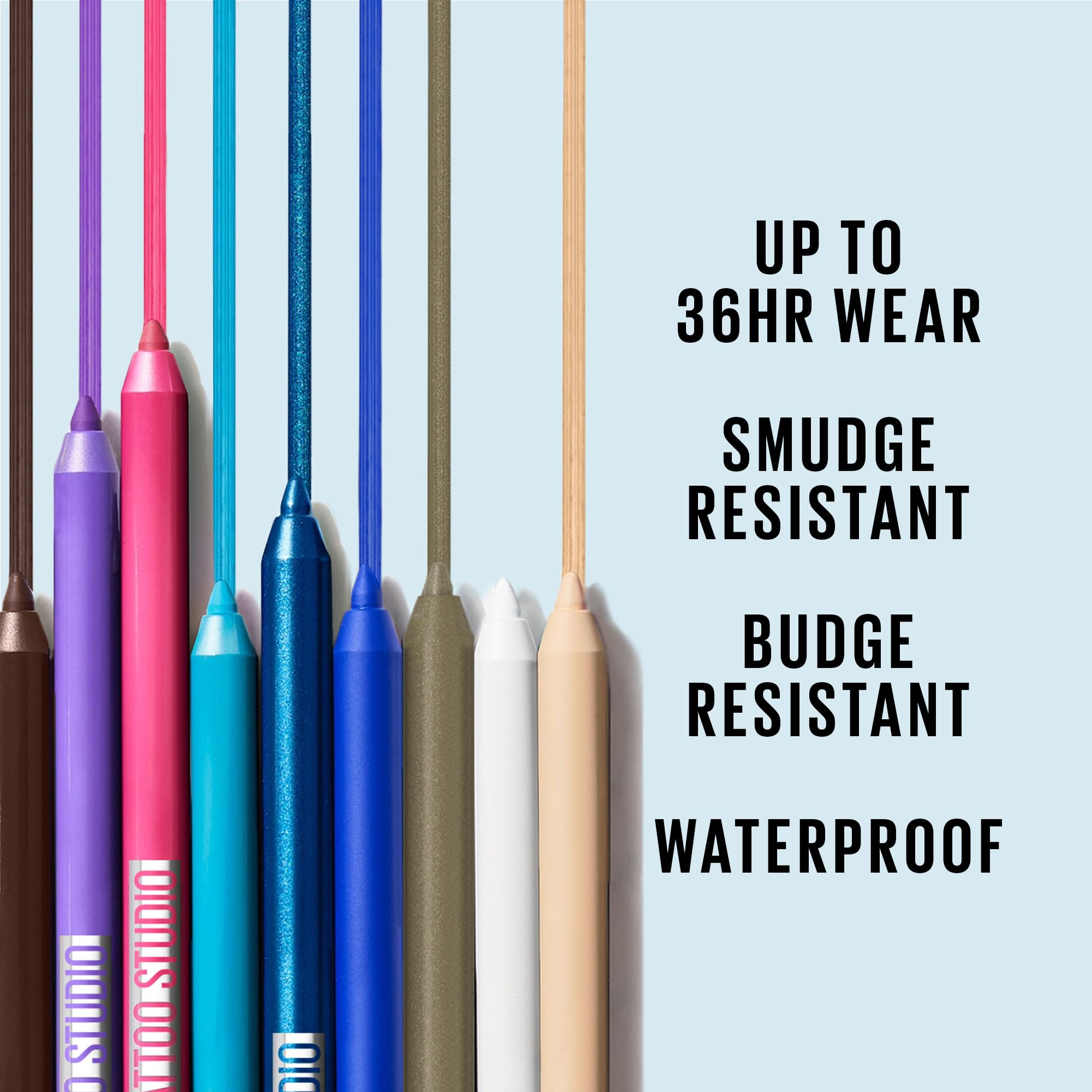 Maybelline TattooStudio Long-Lasting Sharpenable Eyeliner Pencil, Glide on Smooth Gel Pigments with 36 Hour Wear, Waterproof, Striking Navy, 1 Count