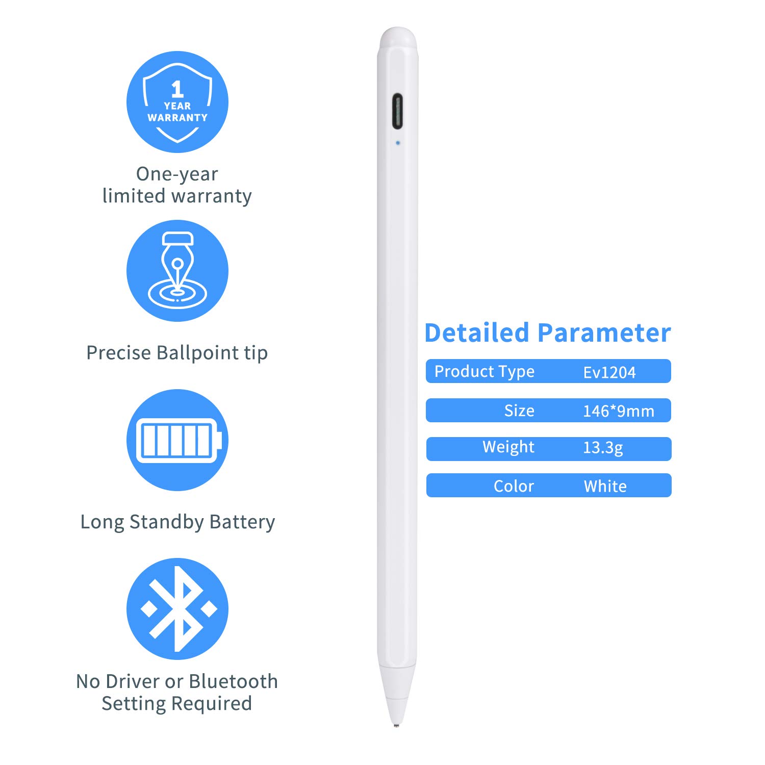 Stylus Pens for Lenovo Yoga Tab Pencil, Evach Capacitive High Sensitivity Digital Pencil with 1.5mm Ultra Fine Tip Stylus Pencil for Lenovo Yoga Tab Pen, White