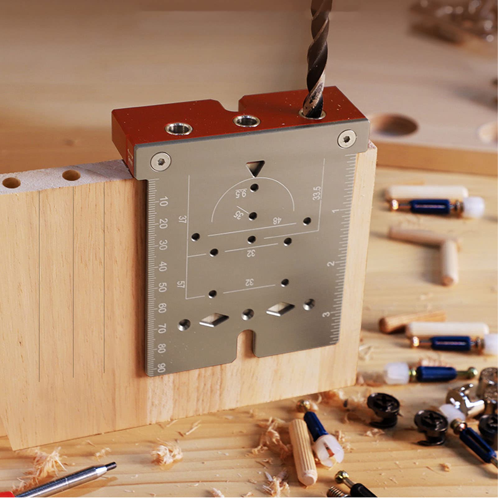 3 in 1 Aluminum Alloy Hinge Hole Drilling Guide Woodworking Tools, Professional Drilling Hole Puncher Locator Kit, Concealed Hinge Jig for Kitchen Cabinet Cupboard Door Hinge