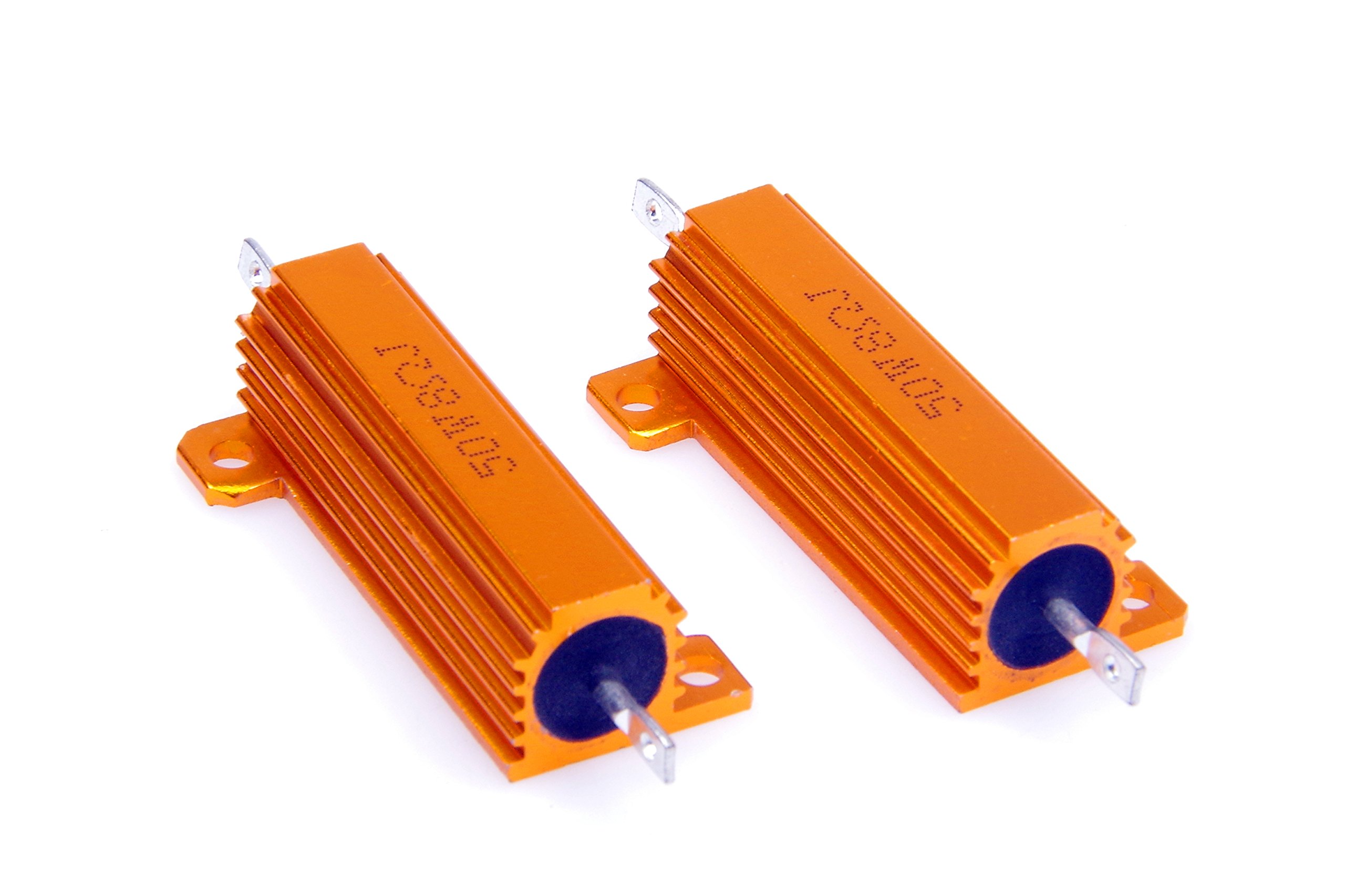 LM YN 50 Watt 8 Ohm 5% Wirewound Resistor Electronic Aluminium Shell Resistors Gold (Pack of 2)