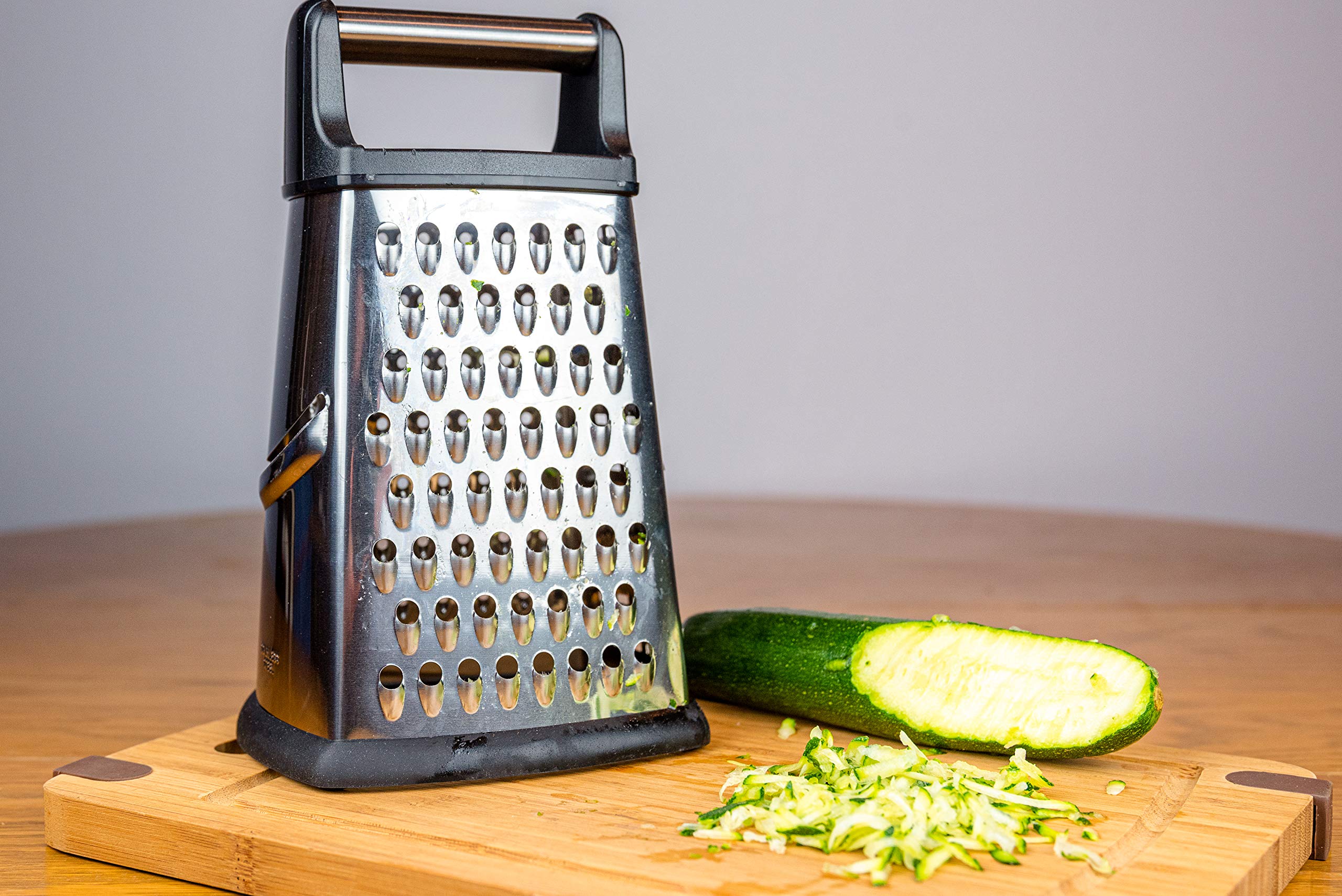 4-Sided Cheese Grater Stainless Steel with Strong Grip and Sharp Blades Professional Box Design with Perfect Slicer, Shredder & Zester For Fruits, Vegetables, Cheeses, Carrot Etc.
