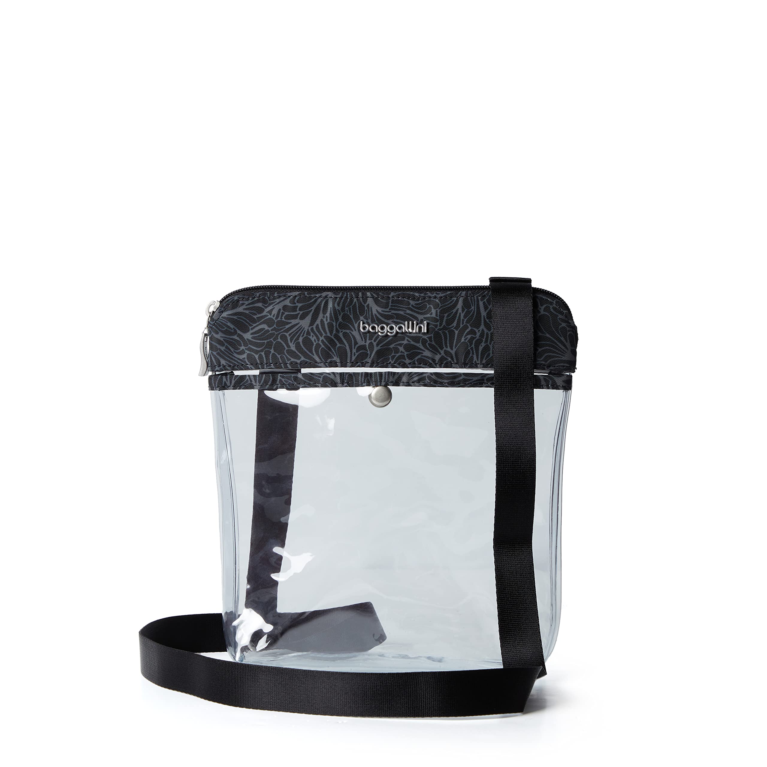 Baggallini Womens Clear Pocket Crossbody, Midnight Blossom, One Size US