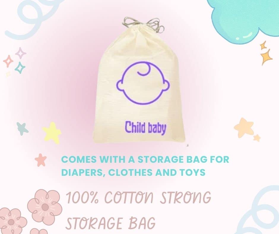 Changing Basket - Extra Large in Size - Cotton Rope Changing Table Topper Storage Basket, Thick Foam Pad with Removable Cotton Cover - Storage Bag - Portable Changing Pad