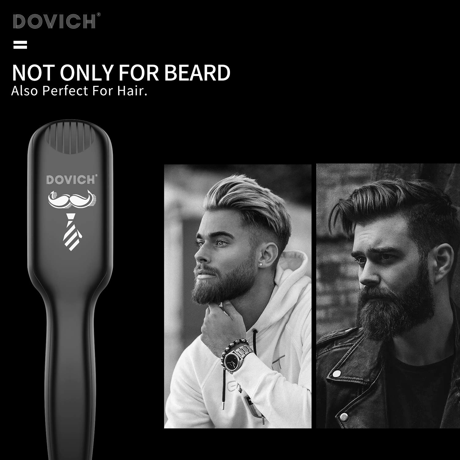 3 in 1 Beard Straightener for Men, Dovich Ceramic Heating with Anti-Scald Straightening Comb, Adjustable Temperatures with Led Display Ioinc Straightening Brush, Portable Detangling & Styling.
