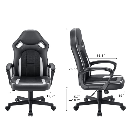 Shahoo Office Chair Swivel Task Seat with Mesh Back, Ergonomic Waist Support, White