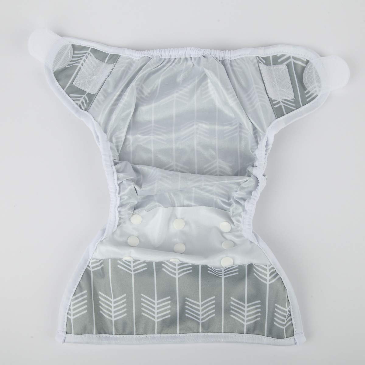 Baby Cloth Diaper Cover Nappy Hook and Loop Double Gusset 6.6lbs to 33lbs (Grey Arrow) One Size