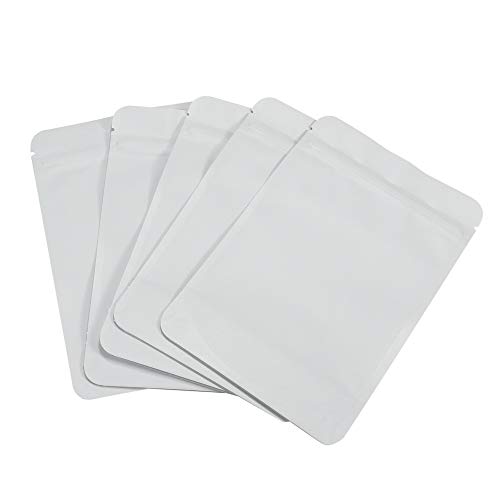 GooGou Matte white Resealable Zip Mylar Bag Food Storage Aluminum Foil Bags Smell Proof Pouches 50pcs (5.11x7.99in)