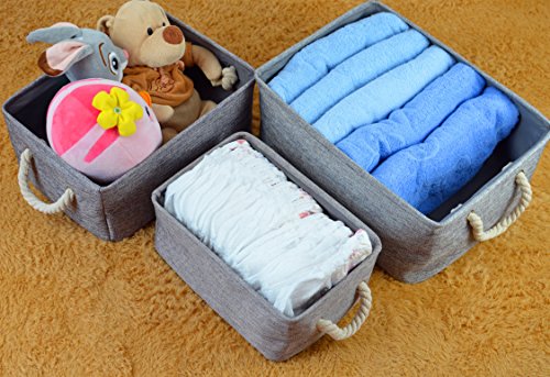 Decorative Storage Basket Bin with Lip, Collapsible Storage Box for House Organizer. (12.2 x 8.3 x 5.1inch, Grey)