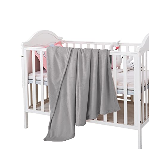 Baby Crib Blanket - 46 X 34 Silky Soft and Cozy, Flannel Fleece Velvet for Crib, Bassinet, Stroller, Car Seat - 46" X 34", Dark Grey