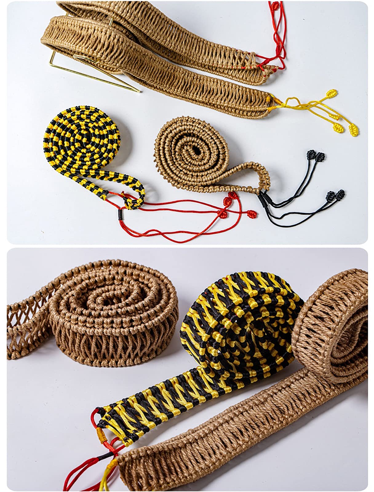 BaiTTang Handpan Rope Braid Rattan Rope Surround Decoration, Apply to 21Inch -25Inch Handpan Steel Drum, Pure Handmade, Protection Buffer, Eliminate Noise ( Color : Black )