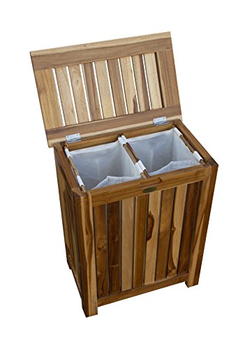 Decoteak H-004 Teak Solid Hamper, Brown