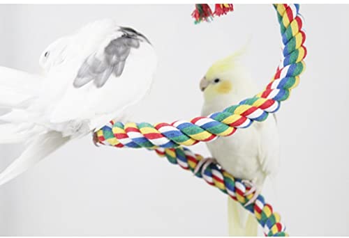 Bird Spiral Rope Perch, Cotton Parrot Swing Climbing Standing Toys, Bird Cage Toy for Lovebirds Budgies Tiels Green Cheek Conures Senegals Quaker Parakeets (S)