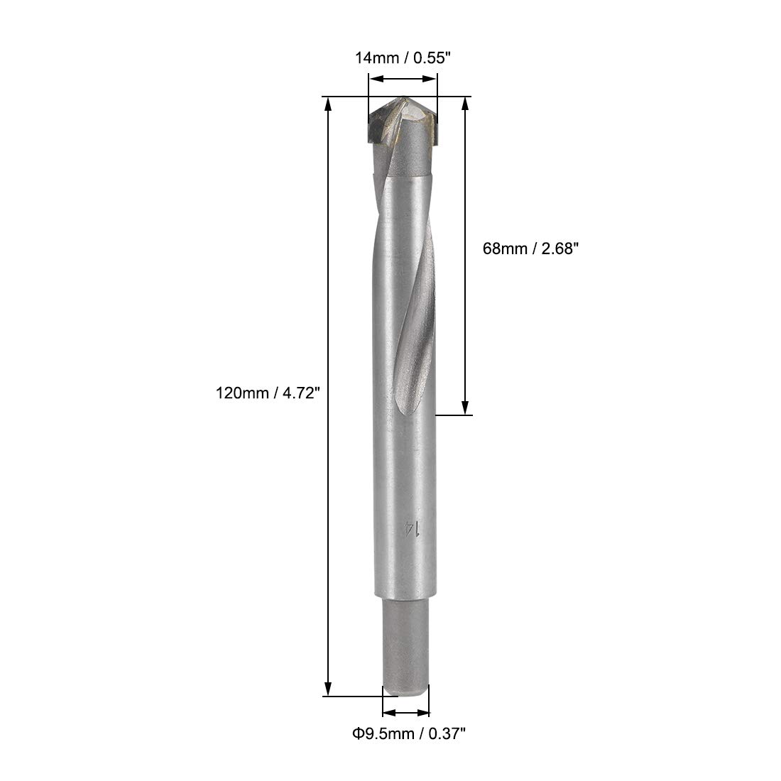 uxcell Cemented Carbide Twist Drill Bits 14mm Metal Drill Cutter for Stainless Steel Copper Aluminum Zinc Alloy Iron 4 Pcs