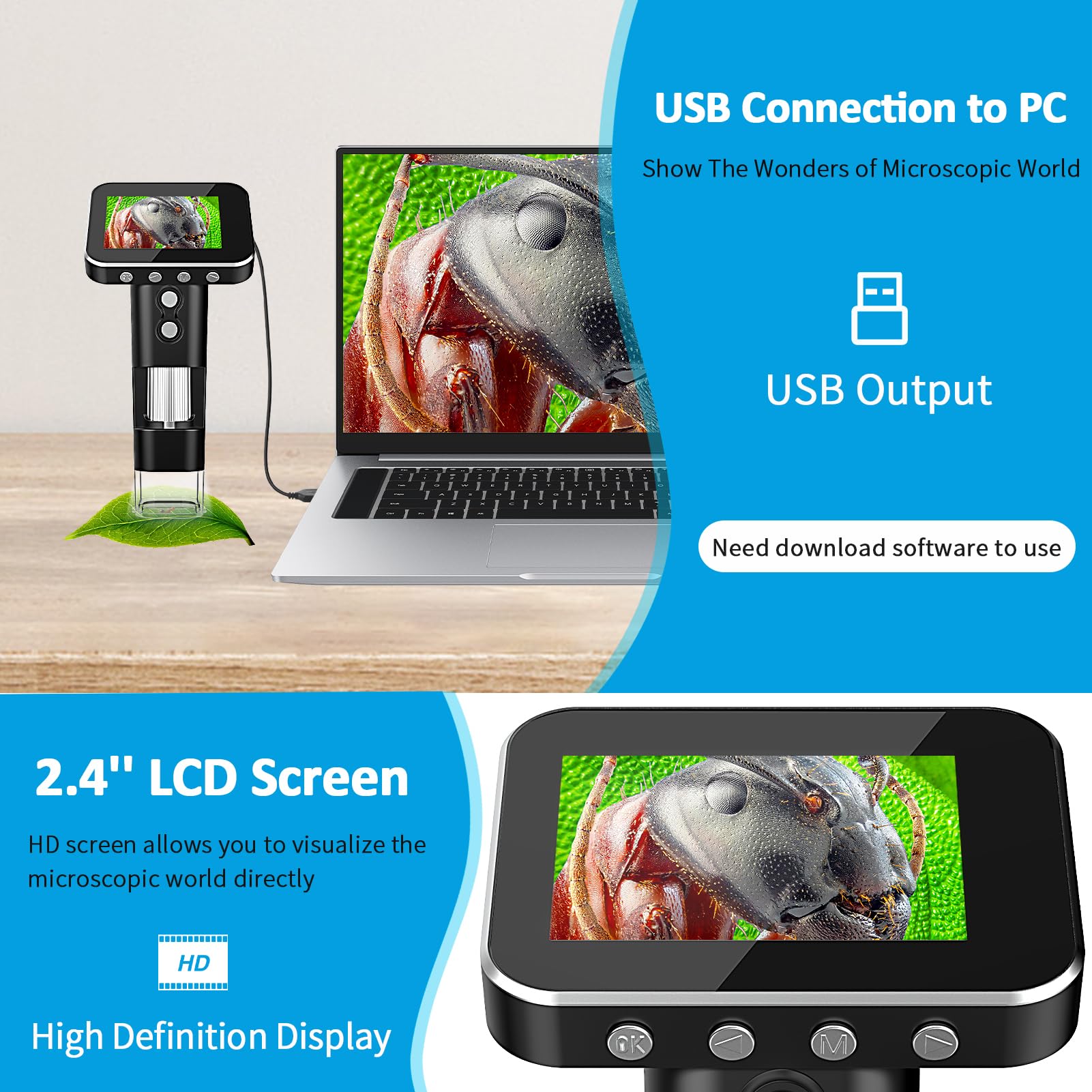 4.3 Inch 1080P Microscope