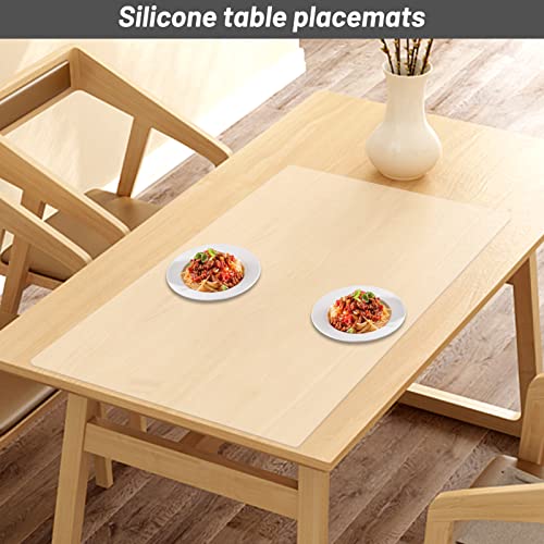 35.4x23.6'' Silicone Mats for Kitchen Counter, Extra Large Waterproof Non-slip Countertop Protector Mat, Heat Resistant Table Mat, Multipurpose Silicone Craft Mat, No Creases, Translucent.