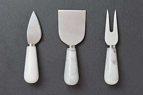 Fox Run Premium 3-Piece White Marble Cheese Knife Set, 1.5 x 4.25 x 6.75 inches
