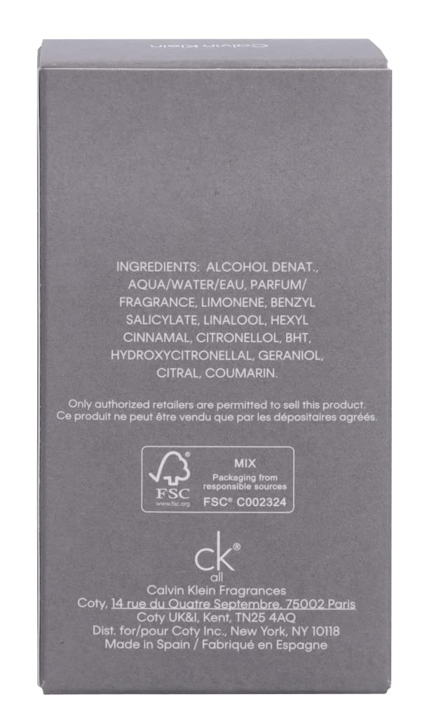 Calvin Klein CK All Unisex Eau de Toilette, 1.7 Fl Oz