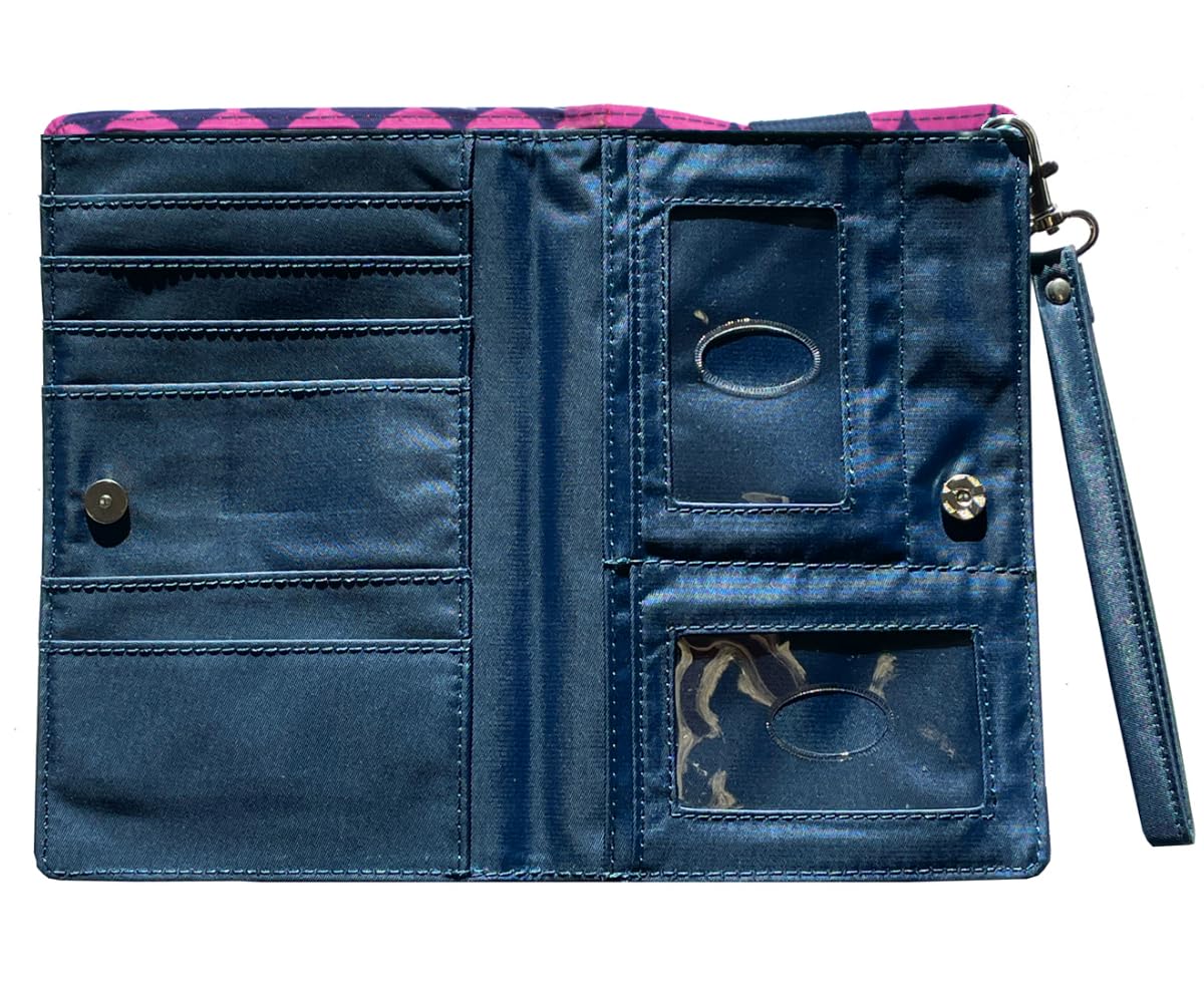 Big Skinny Women's Plus Myphone Bi Fold Slim Plum Dot Wallet Wristlet, PlumDot