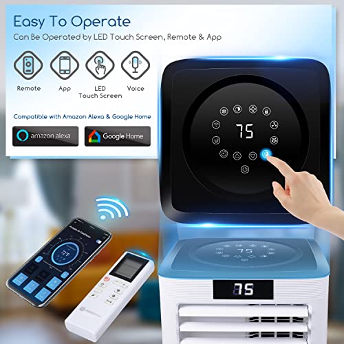 Aigostar Portable Air Conditioners, 10000 BTU(6500 BTU SACC)Smart 4-in-1 Dehumidifier, Fan, AC Unit, WIFI App & Remote Control, Compatible with Alexa & Google Assistant, 24H Timer, Window Kit, White