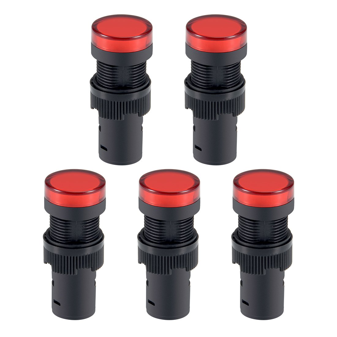 uxcell 5Pcs Red Indicator Light AC/DC 24V, 16mm Panel Mount, for Electrical Control Panel, HVAC, DIY Projects