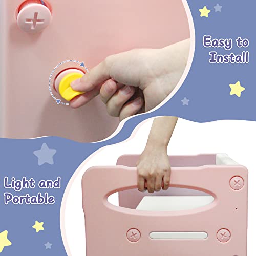 BanaSuper Kid's Table and 2 Chairs Set Plastic Activity Table for Toddlers Children Desk Ideal for Arts & Crafts Snack Time Homeschooling Homework Gift for Boy & Girl(Pink with 2 Chairs Set)