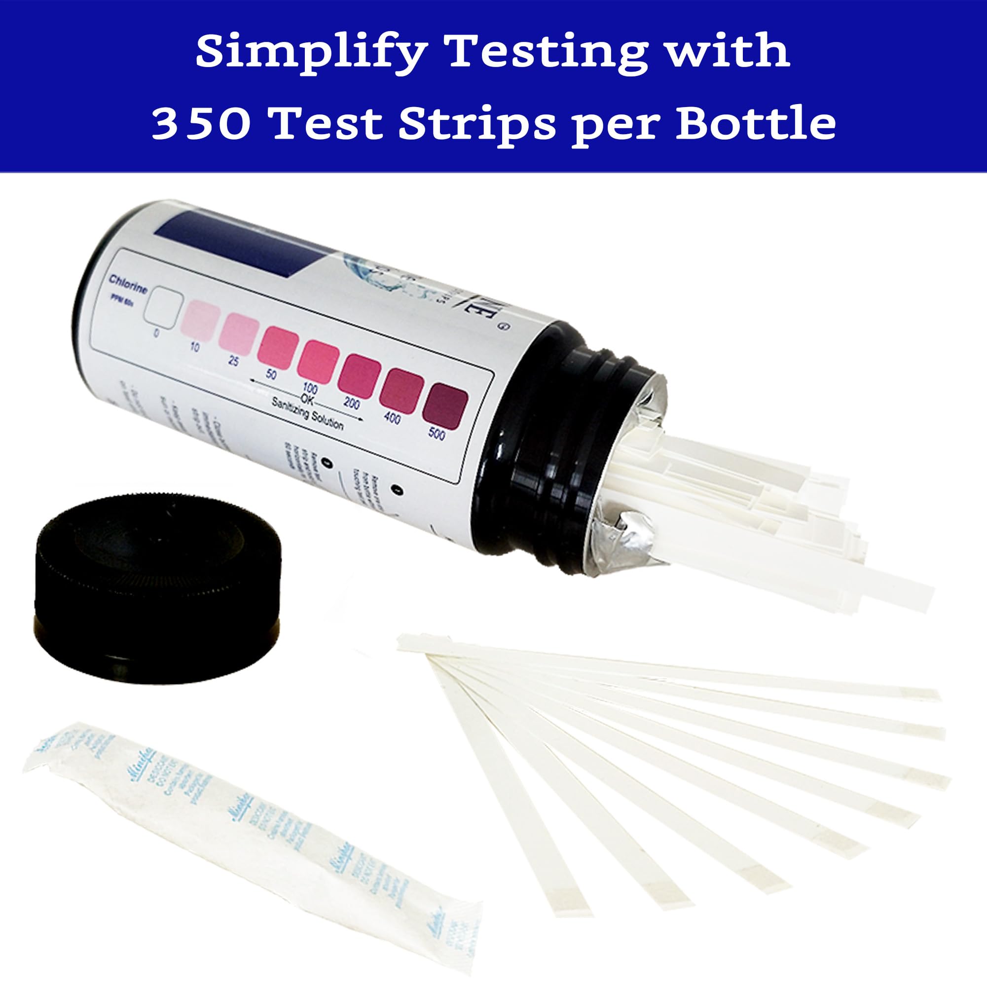 350 Strips - Chlorine Sanitizer Test Strips Food Service 0-500 ppm (Mega Pack) - Bleach Test Strips - Chlorine Test Strips for Food Service - Restaurant Test Strips - Chlorine Tester