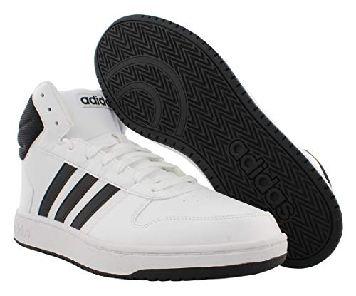adidas Men's Hoops 2.0 Mid Basketball Shoe, White/Black/Black, 8 M US