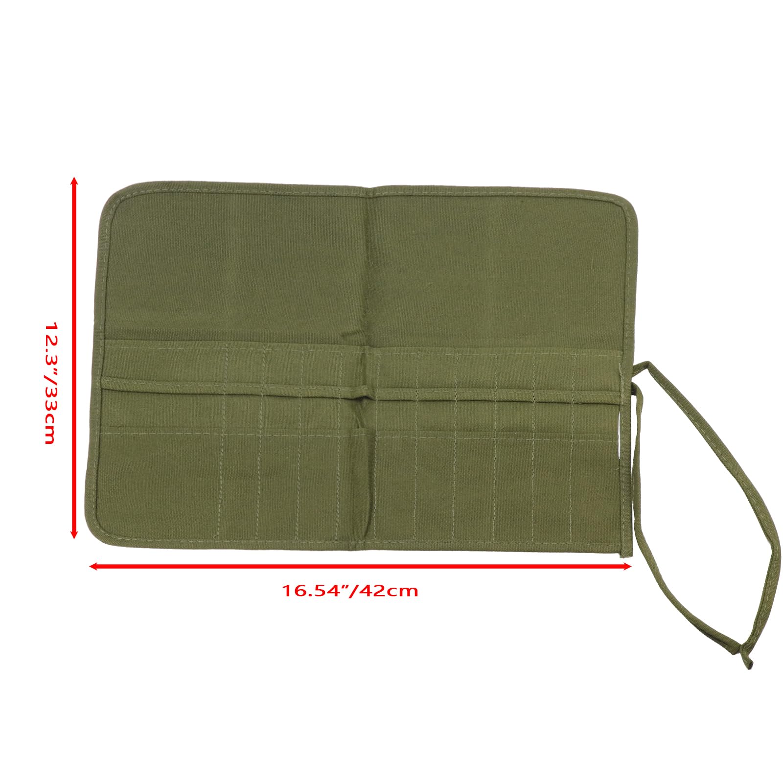Pufguy Green Paint Brush Holder Roll up Pouch 22 Slots Paint Brush Holder Artist Paint Brush Roll up Bag Holder Canvas Pouch Case,16.54" L x 12.3" W