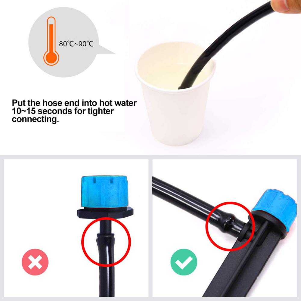 MSDADA Drip Irrigation Kit, 1/4" Blank Distribution Tubing Drip Irrigation System/DIY Plant Hose Automatic Irrigation Equipment Set for Garden, Greenhouse, Flower Bed, Patio, Lawn (Blue, 82ft)