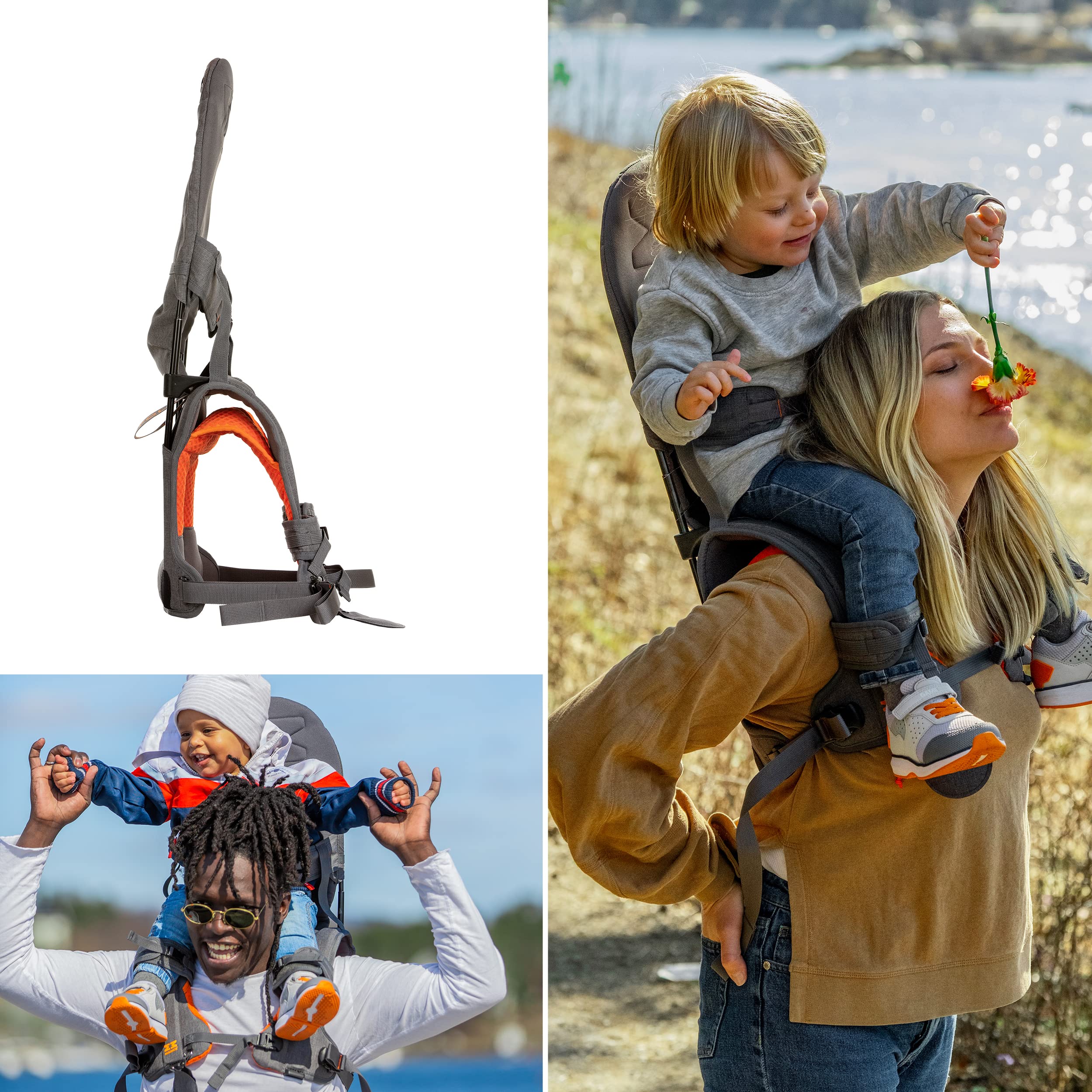 MiniMeis G4, Grey - Lightweight Child Shoulder Carrier - For Kids 6 Months to 4 Years Old