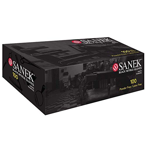 Graham Beauty Sanek 78525 Nitrile Gloves, Large, Black
