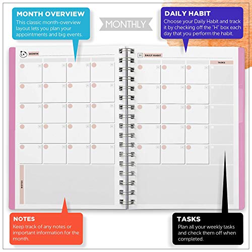 Pink Daily Planner 2.0 - Daily Planner 2023 Page a Day - Monthly, Weekly and Daily Sections Simplified - Undated Goal Oriented 3 Month Agenda Planner by Panda Planner - 5.75β x 8.25β