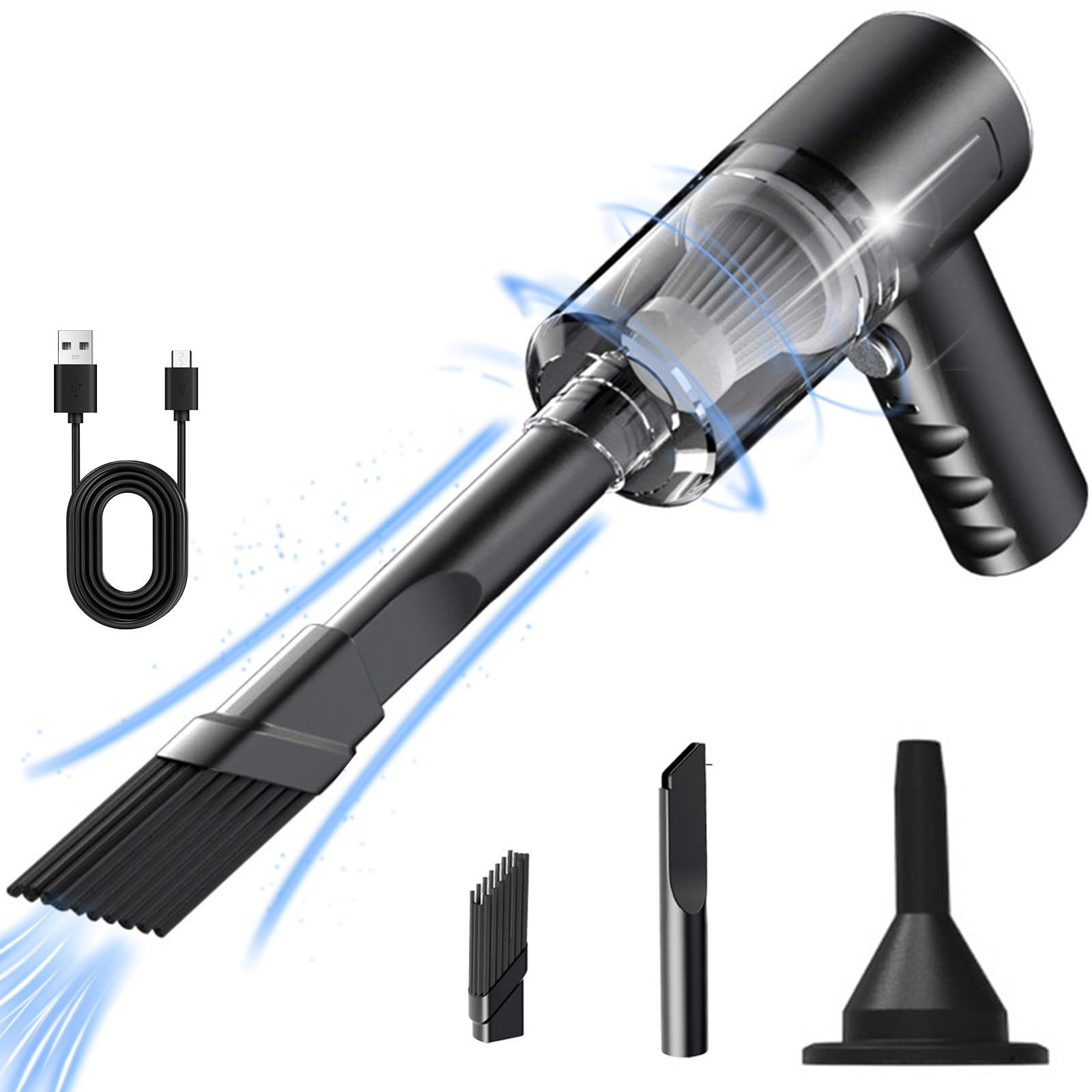 3 in 1 Wireless Handheld Car Vacuum Cleaner, 9000PA Powerful Suction Mini Portable Vacuum Cleaner, USB Cordless Handheld Car Vacuum Cleaner Rechargeable for Car, Home, Office