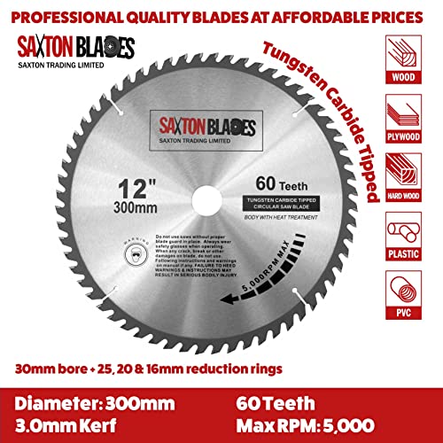 2 x Saxton TCT Circular Wood Saw Blade 300mm x 30mm 40 & 60T for Bosch, Makita etc