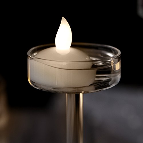 AGPTEK 12 PCS Waterproof Tea Lights, Battery Operated Flameless Floating Candles for Wedding Party Decoration - Warm White