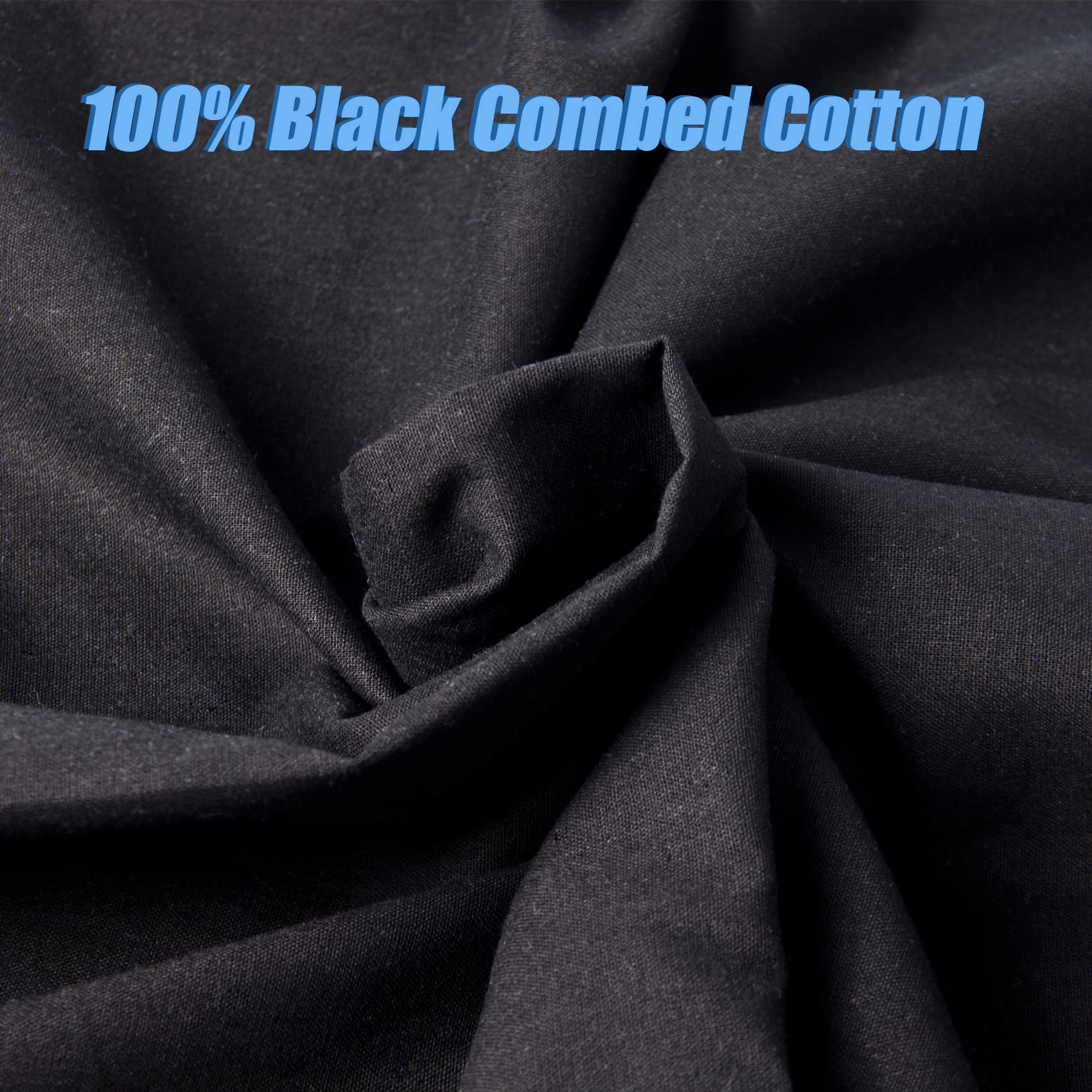 2 Yard Black Cotton Fabric,Natural Cotton Poplin Fabric by The Yard,Black Fabric,59 Inches Wide 100% Cotton Fabric,Soft Embroidery Muslin Quilting Fabric Material for Sewing Material Apparel Cloth