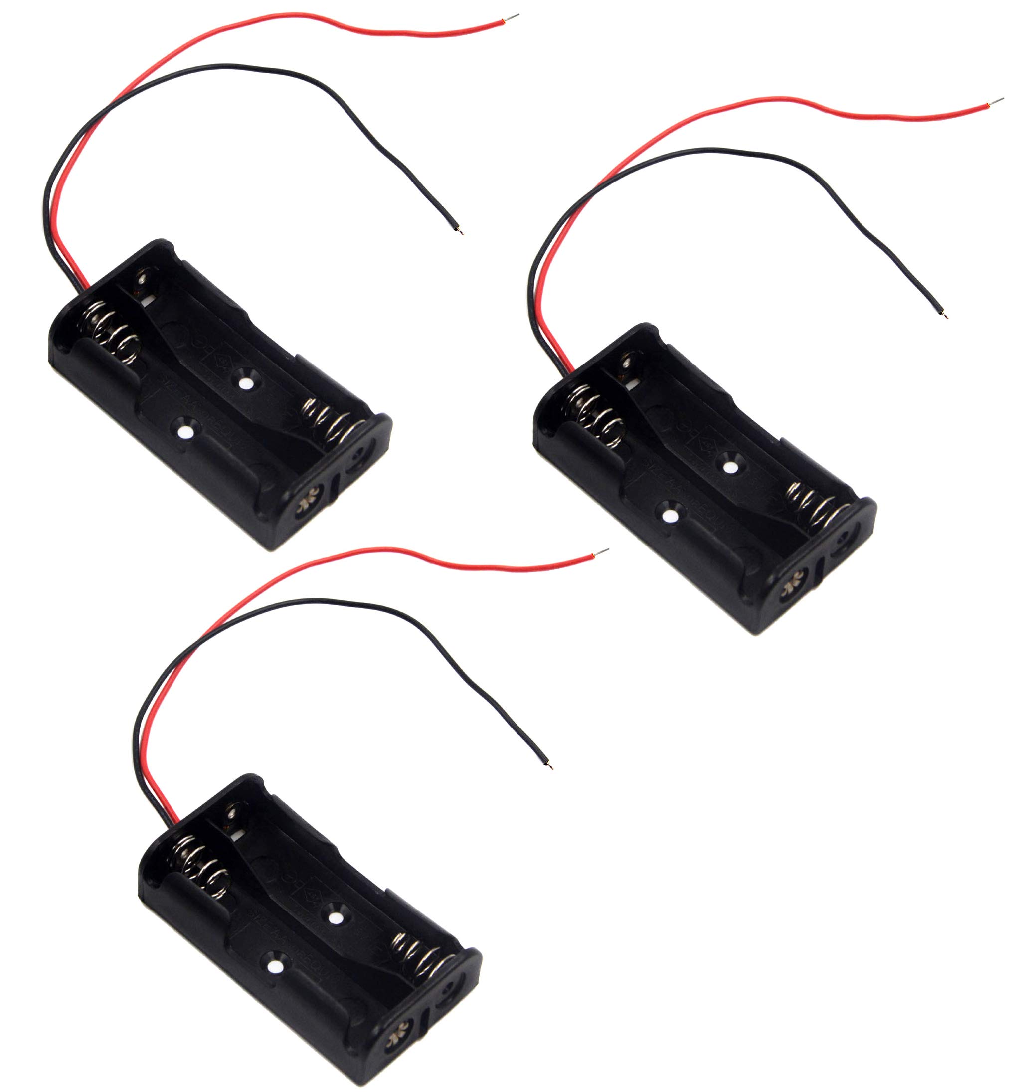 LampVPath (Pack of 3 2 AA Battery Holder, 2 AA Battery Holder with Leads, 2 AA Battery Holder with Wires