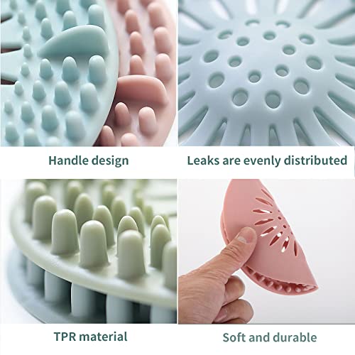 4 Pack Shower Drain Hair Catcher Silicone Hair Stopper,Sink Strainers,Shower Drain Covers, Easy to Install and Clean, Suit for Bathroom Bathtub and Kitchen.