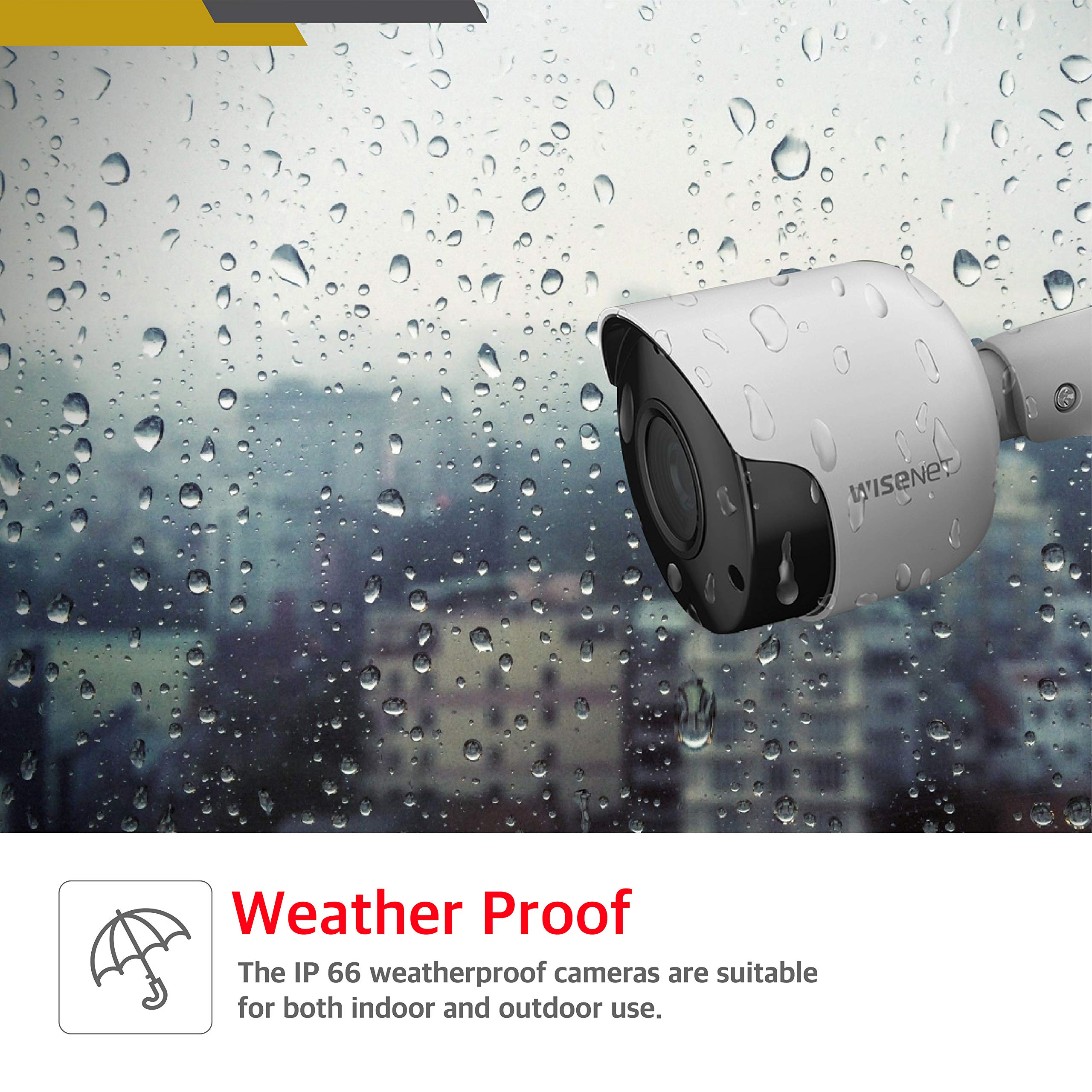 Wisenet SDC-89445BF 5MP CCTV Surveillance Weatherproof Bullet Security Camera 82ft IR Distance Plastic Housing 3.6mm Lens 104° Wide Angle (Double Pack)