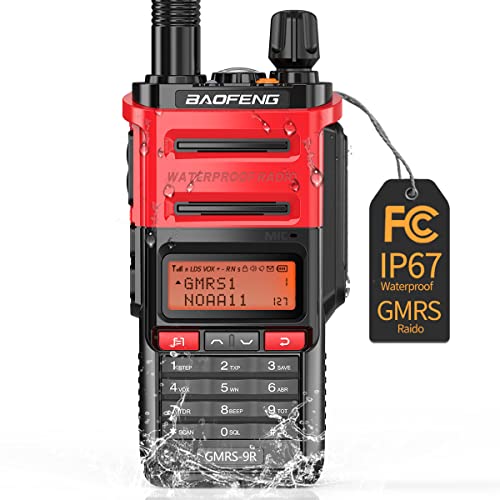 Baofeng GMRS Radio GMRS-9R Handheld Radio with NOAA Weather Scan,Waterproof IP67 Long Range Two Way Radios Rechargeable
