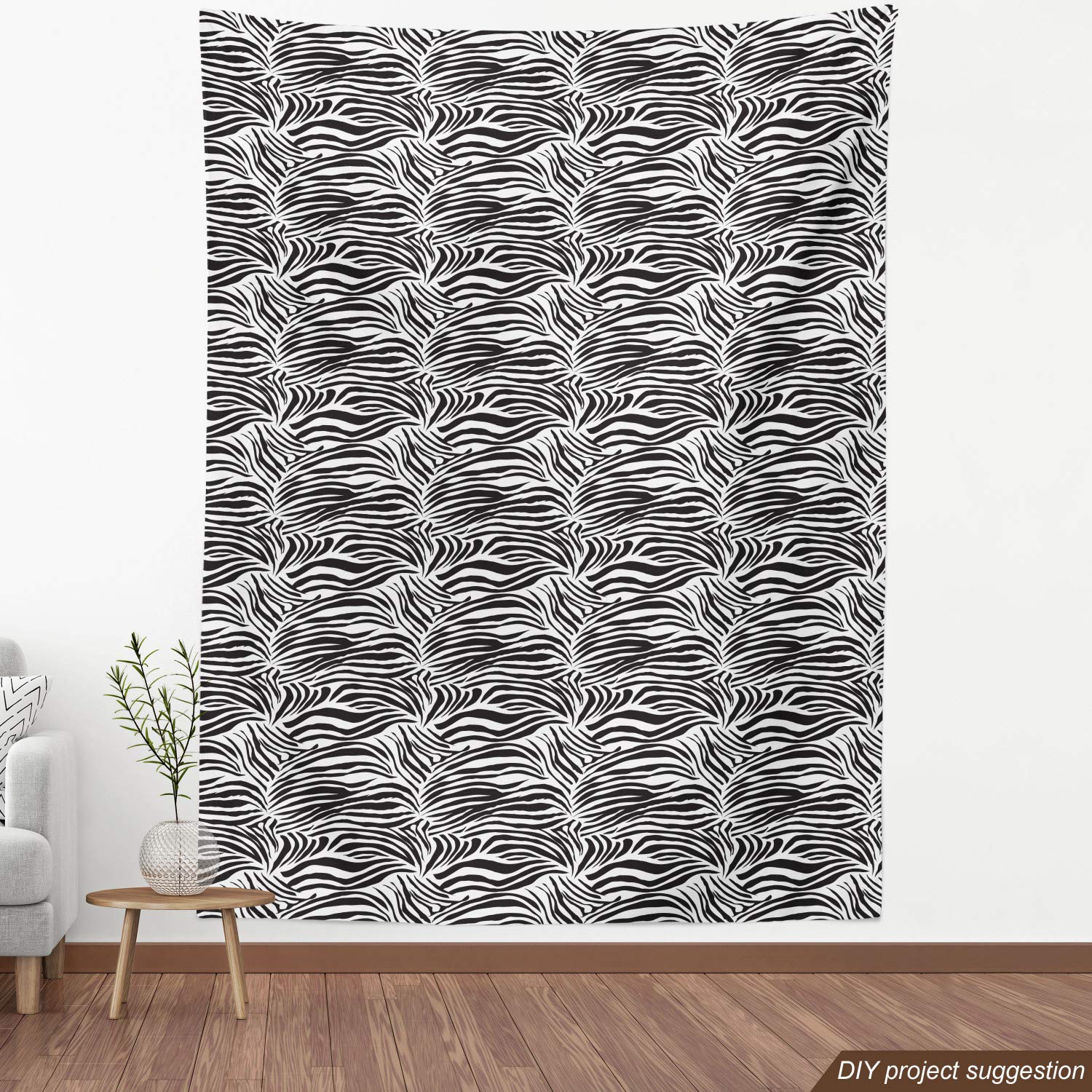 Ambesonne Zebra Print Fabric by The Yard, Striped Zebra Animal Print Nature Wildlife Inspired Simplistic Illustration, Decorative Fabric for Upholstery and Home Accents, 1 Yard, Black and White