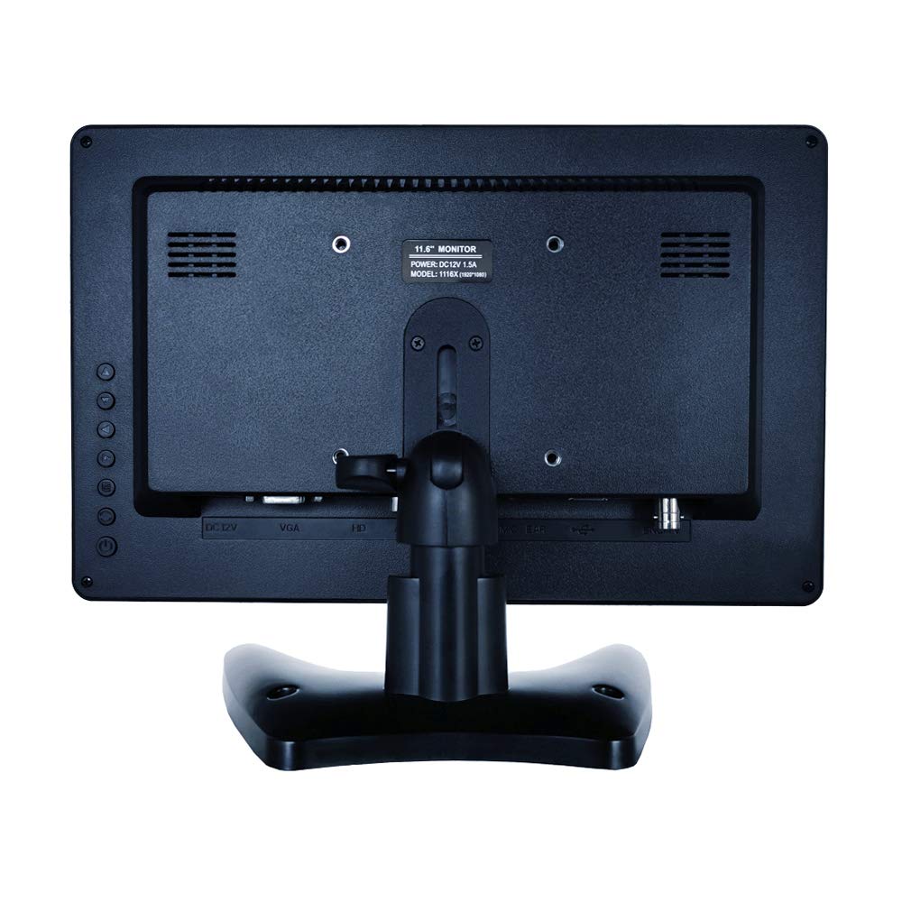iChawk 11.6" 12" inch LCD Monitor 1920x1080p 16:9 Fullview IPS LCD Widescreen HDMI-in VGA Built-in Speaker Remote Control PC Monitor Display, for PS3, USB Port U-Disk Video Player W116PN-533