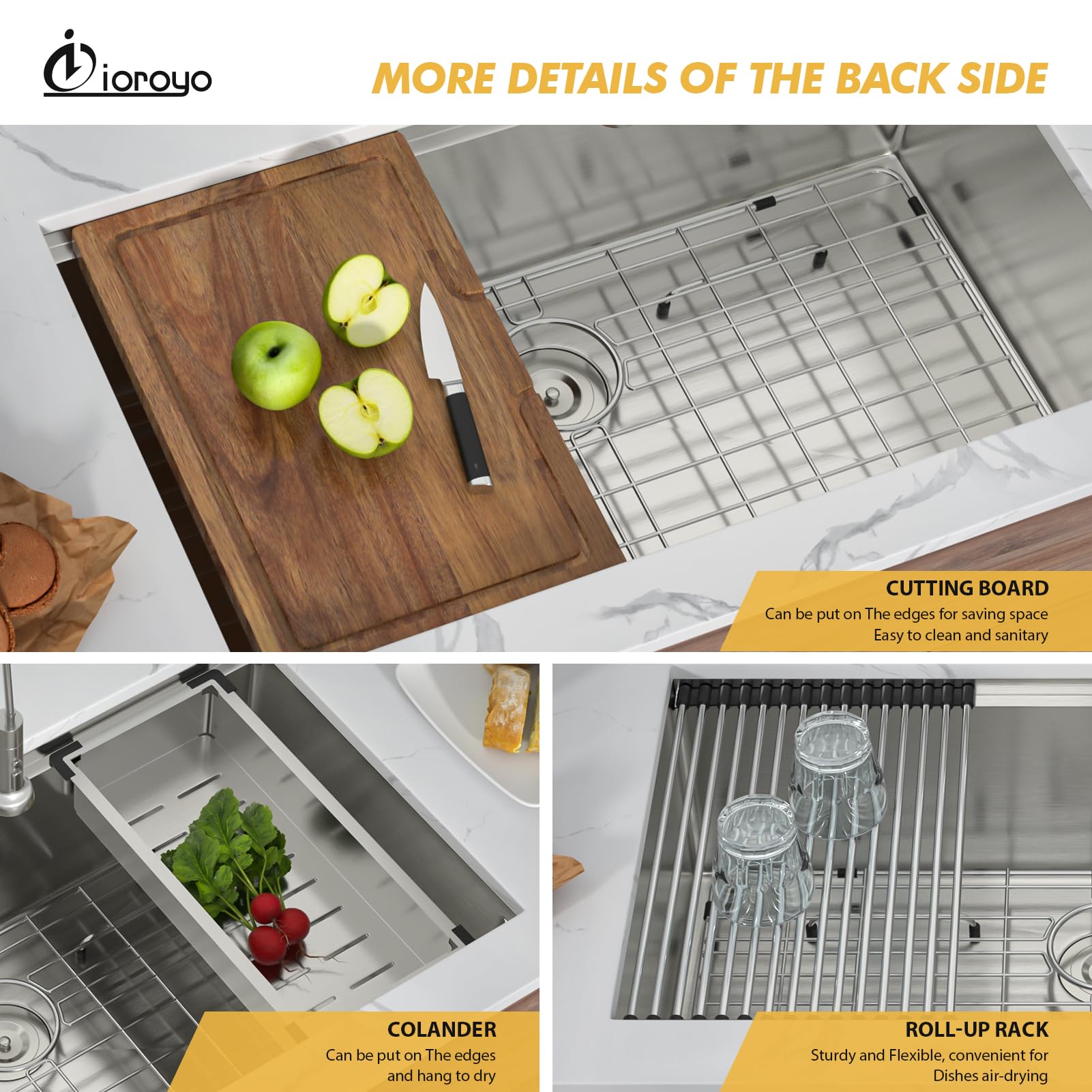 30 Undermount Kitchen Sink - IOROYO 30x19 inch Kitchen Sink Undermount Ledge Workstation Stainless Steel 16 Gauge Single Bowl Kitchen Sinks Basin